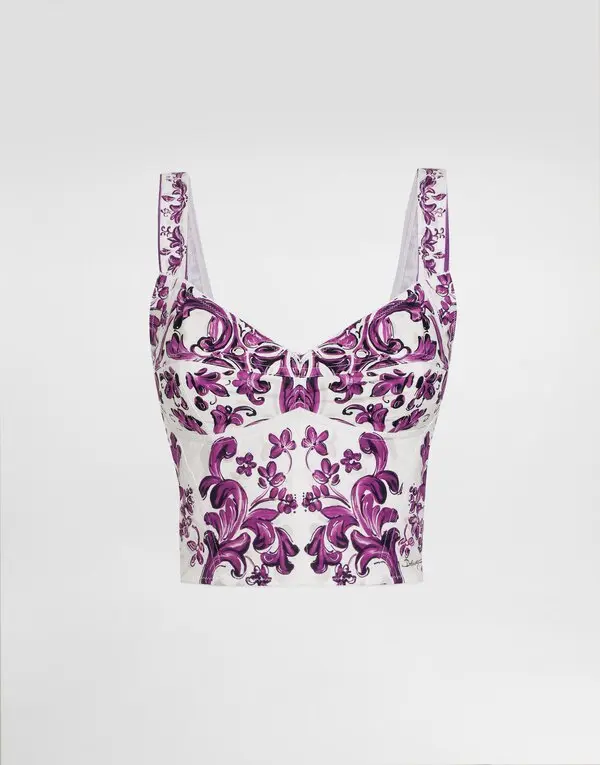 Dolce & Gabbana Majolica-print Poplin Bustier - Multicolor