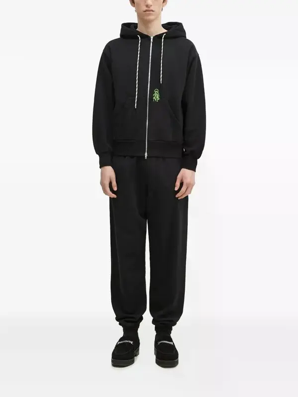 Aries Embroidered Cuffed Track Pants - Black