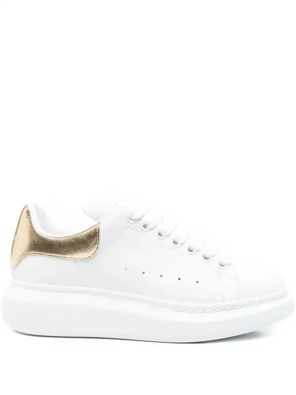 Alexander McQueen Oversized Leather Sneakers - 9091 White/gold