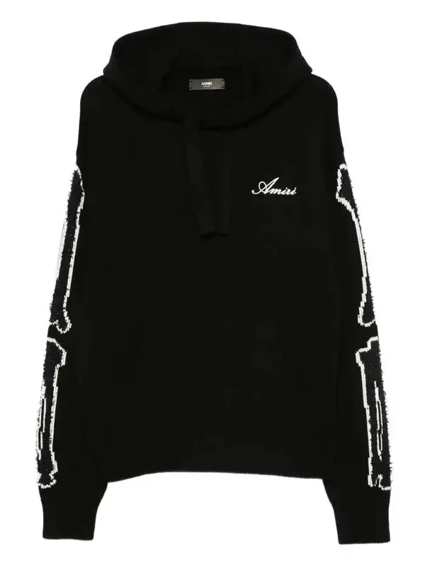 Amiri Hooded Bones Print Sweatshirt - 099 Black & White