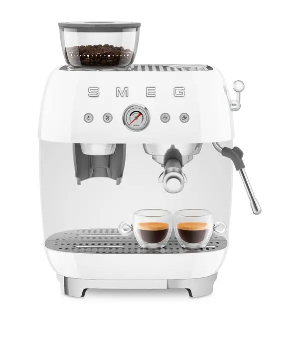 SMEG Egf03cruk Espresso Coffee Machine With Grinder - White