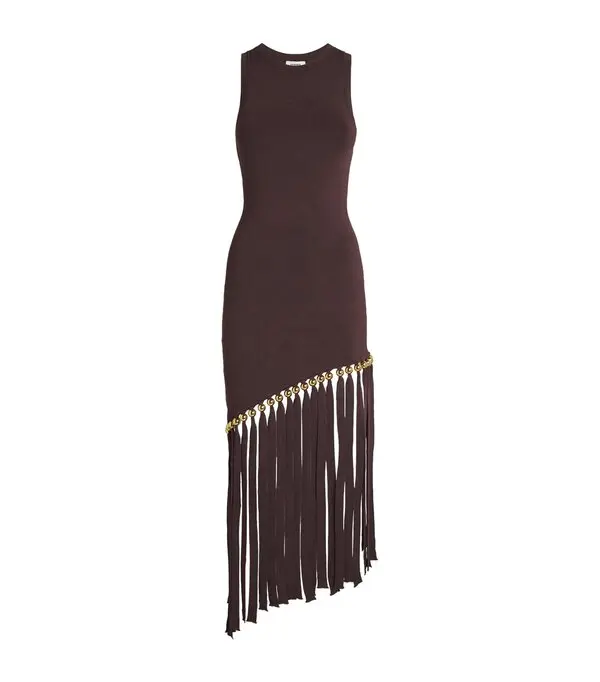 Sandro Fringe-trim Midi Dress - Brown