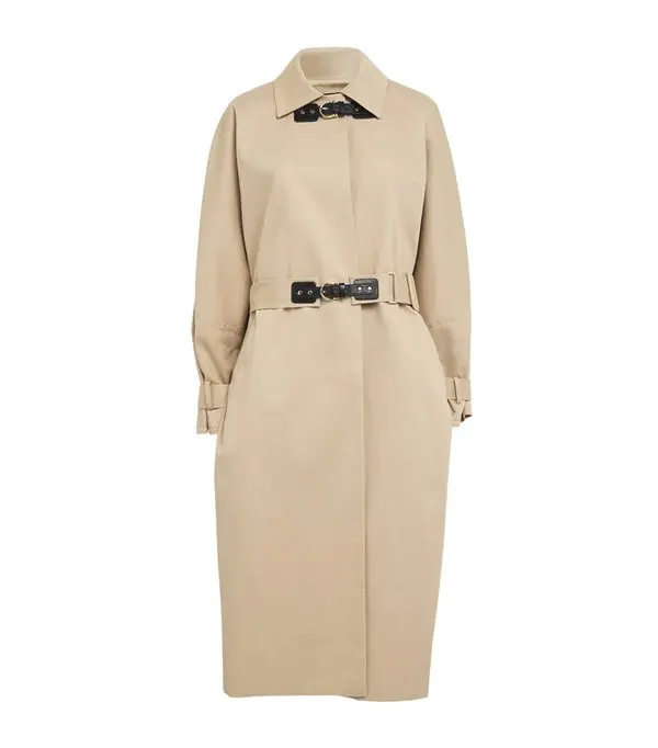 Maje Cotton Longline Trench Coat - Brown