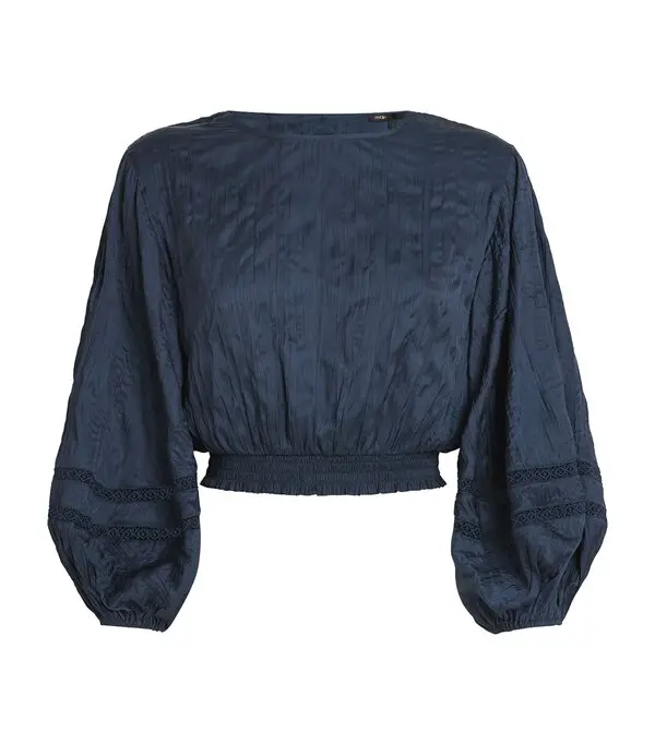 Maje Cropped Lace-detail Blouse - Blue