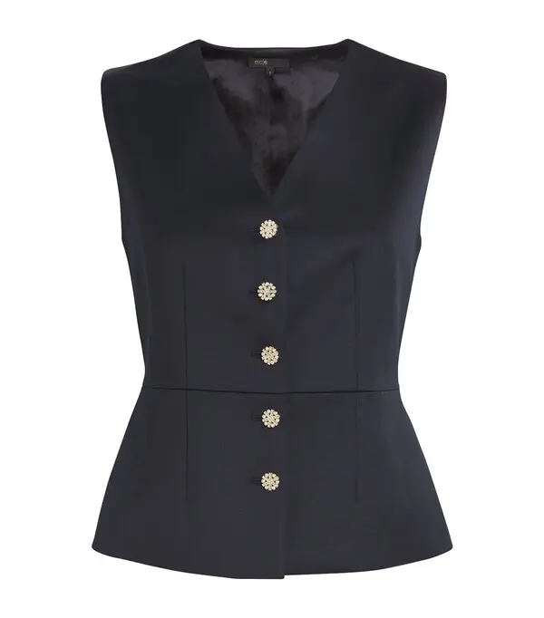 Maje V-neck Buttoned Vest - Blue