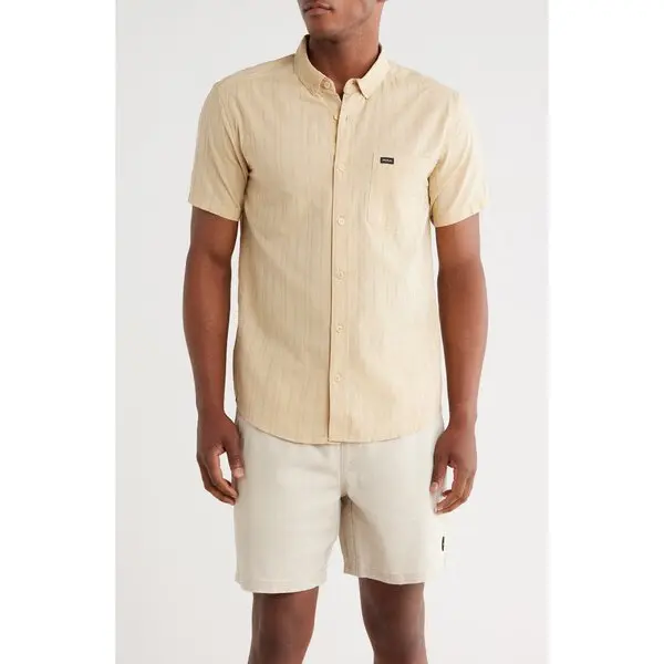 Rvca That'll Do Stripe Slim Fit Short Sleeve Button-down Shirt
