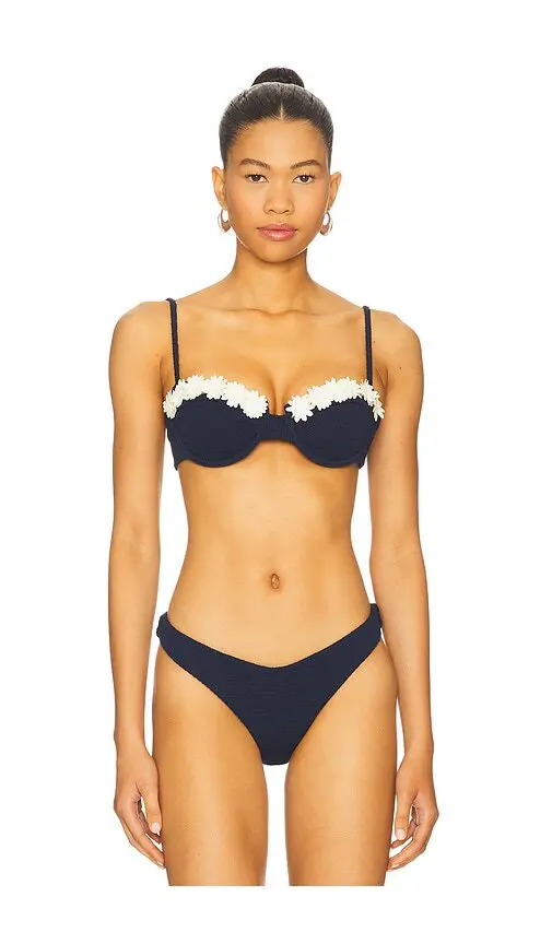 Devon Windsor Georgie Bikini Top - Textured Navy