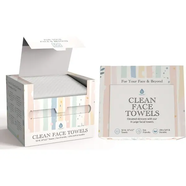 PURSONIC Clean Facial Towelsxl Biodegradable Towels For Sensitive Skin