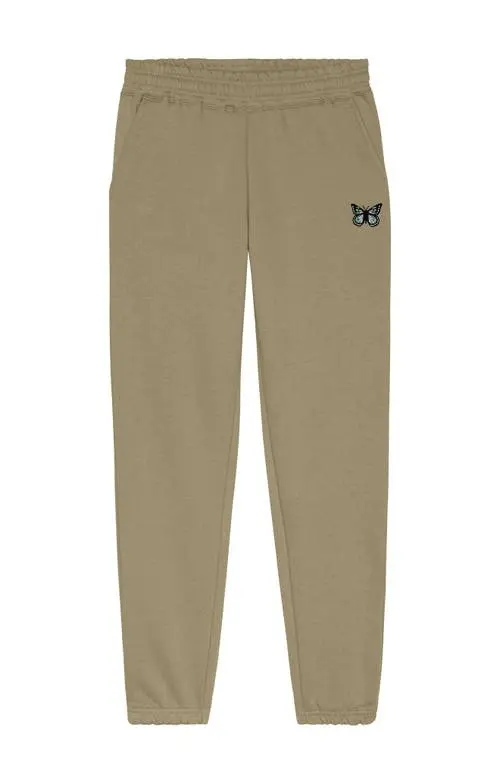DALIX Butterfly Heavyweight Fleece Sweatpants - Beige