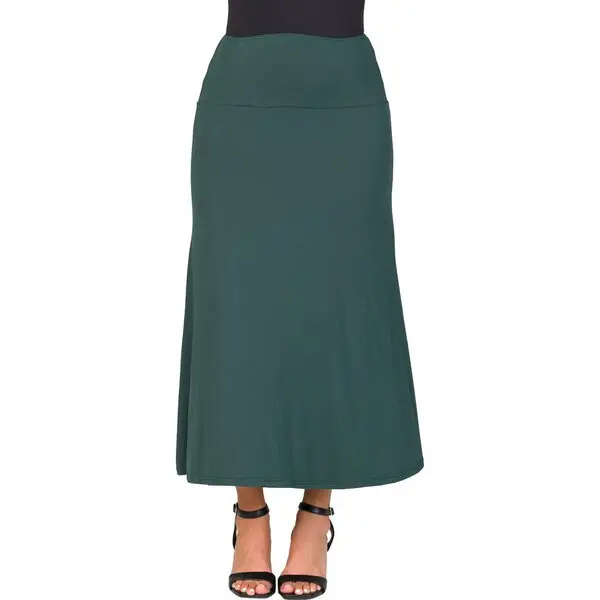 24SEVEN COMFORT APPAREL Maternity Elastic Waist Maxi Skirt - Hunter