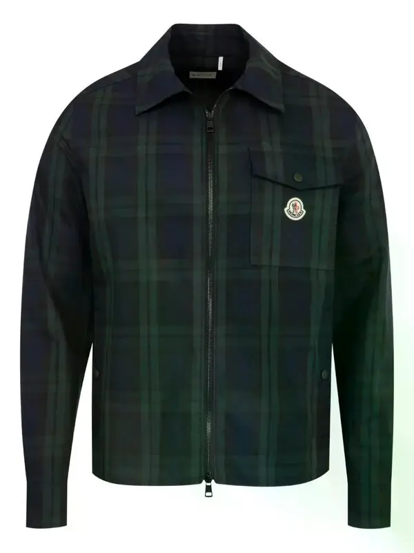 Moncler Plaid Zip-up Shirt Jacket - Blue