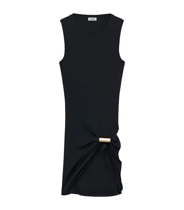 Loewe Cotton Draped Tank Top - Black