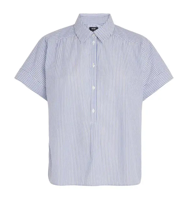 ME+EM Cotton Voile Stripe Blouse - Blue
