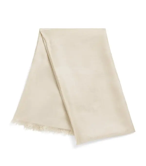 Max Mara Wool-silk Jacquard Scarf - Beige