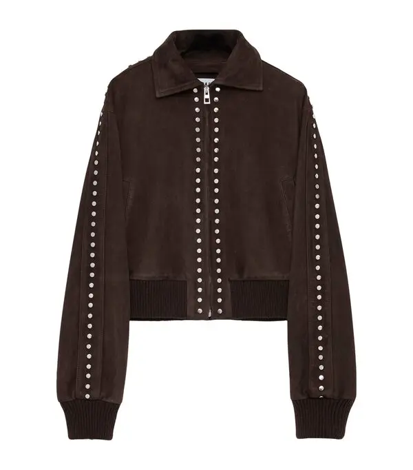 Loewe Suede Studded Bomber Jacket - Brown