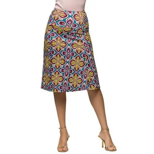 24SEVEN COMFORT APPAREL Maternity Floral Print Knee Length Skirt - Green Multi