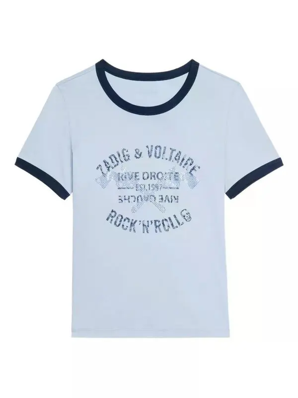 Zadig&Voltaire Rhinestone-embellished T-shirt - Blue