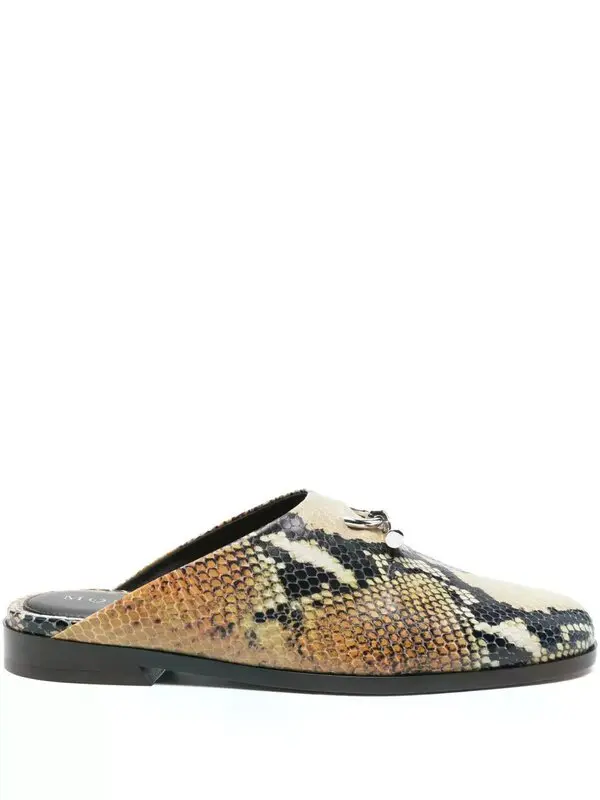 Alexander McQueen Snakeskin-effect Leather Mules - Neutrals