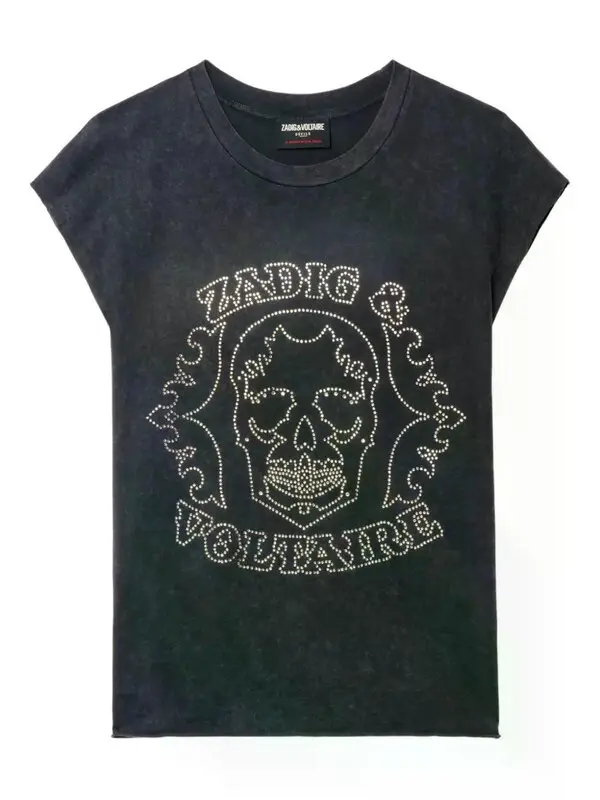 Zadig&Voltaire Skull Strass Embellished Top - Grey