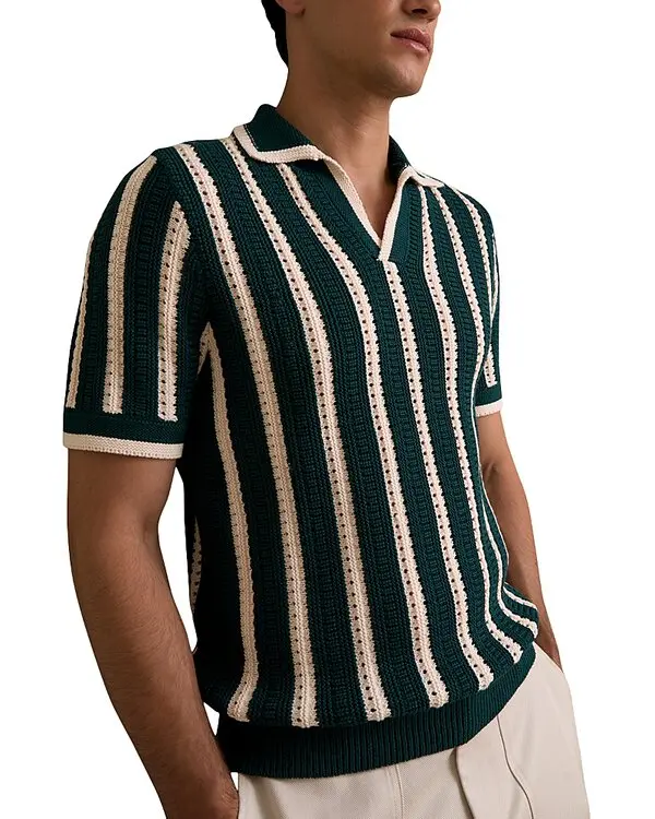 REISS Duncan Textured Polo Shirt - Dark Teal