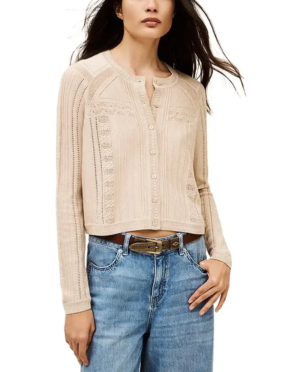 Ba&sh Puria Pointelle Cardigan - String