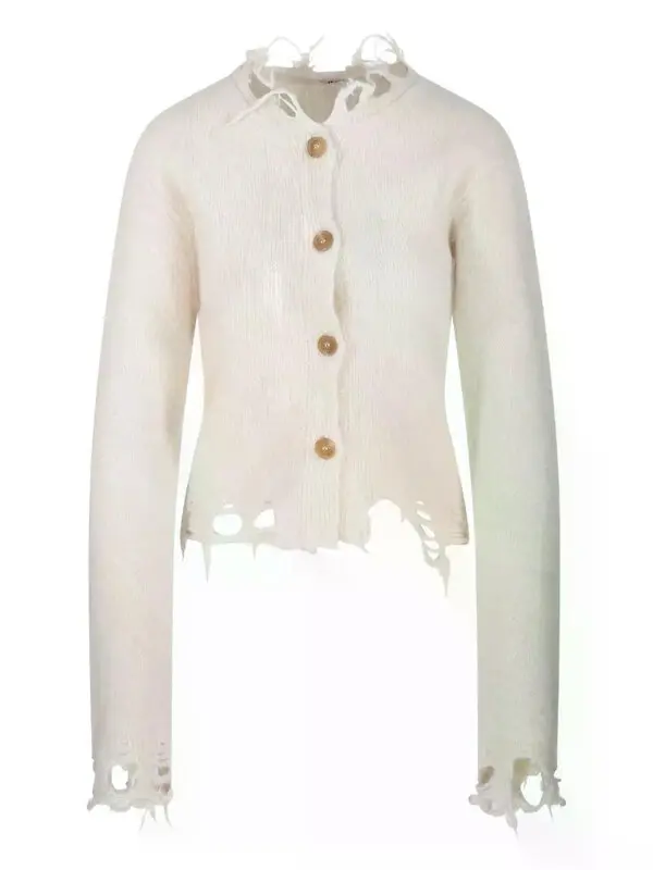 HAIKURE Distressed Frayed Cardigan - Neutrals