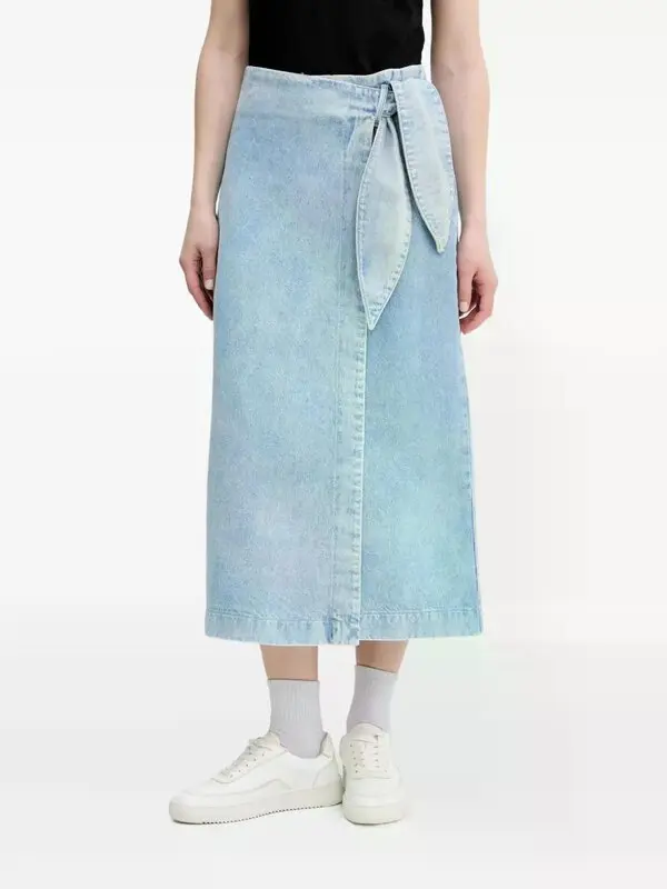 Hugo Boss Tie-front Denim Midi Skirt
