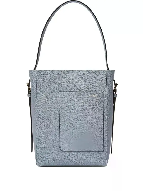 VALEXTRA Medium Leather Bucket Bag - Blue