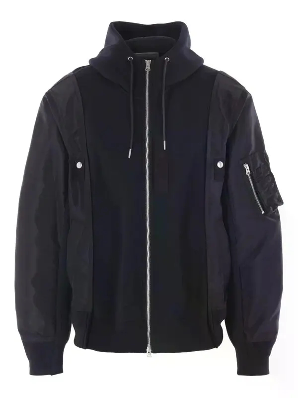 Sacai Paneled Zip-up Hoodie - Black