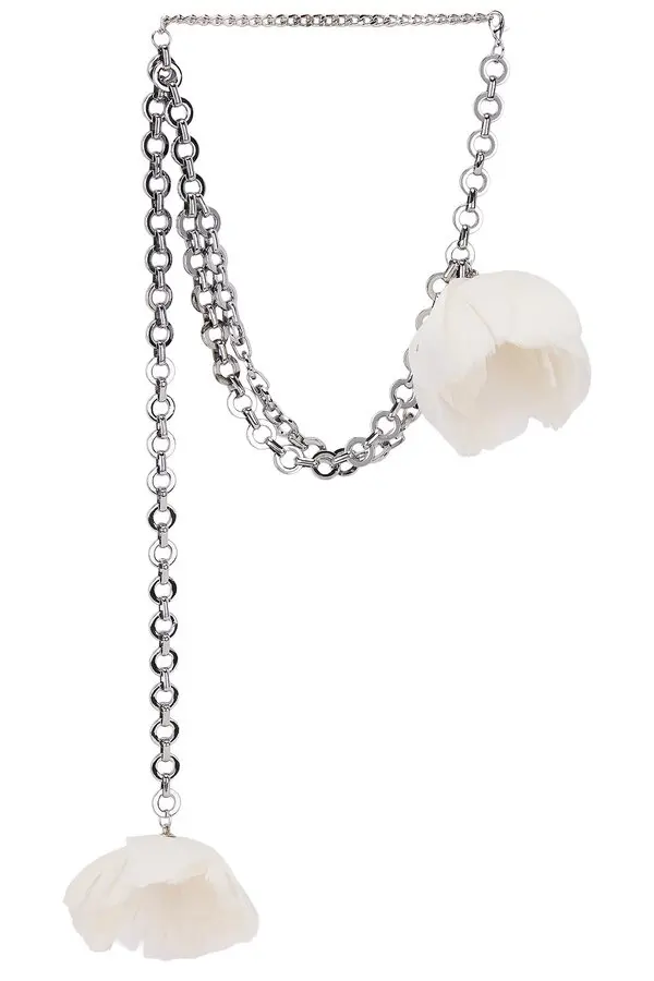 David Koma Feather Flower Chain Necklace