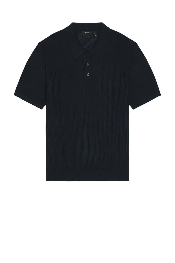 Theory Mesh Polo In Navy - Baltic