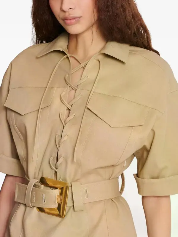 Balmain Lace-up Mini Dress - Neutrals