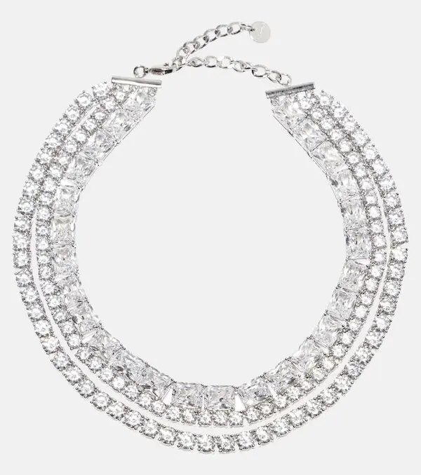 SELF-PORTRAIT Crystal-embellished Choker - Silver