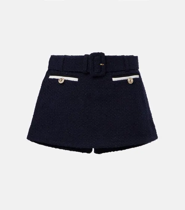 SELF-PORTRAIT Belted Bouclé Skort