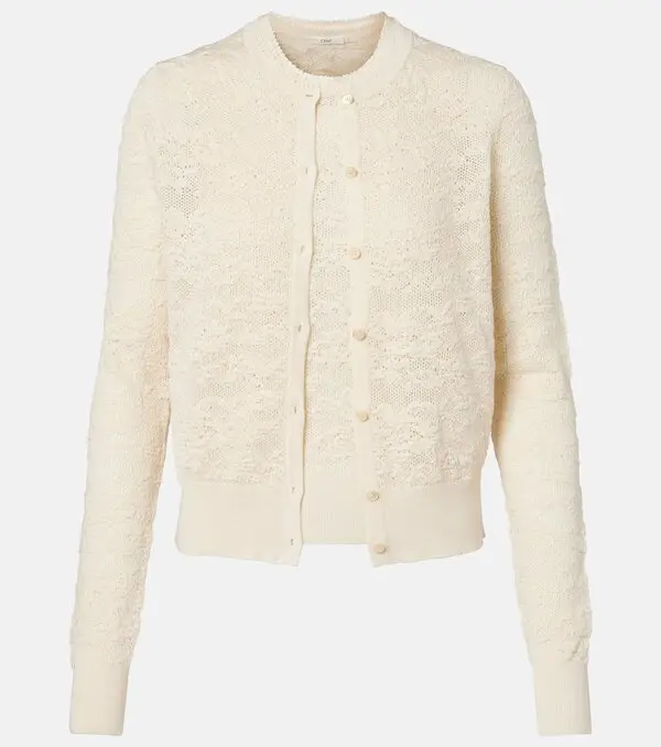 Chloé Cotton And Silk Tank Top And Cardigan Set - White