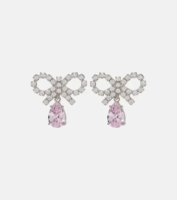 SELF-PORTRAIT Micro Bow Embellished Earrings - Silver