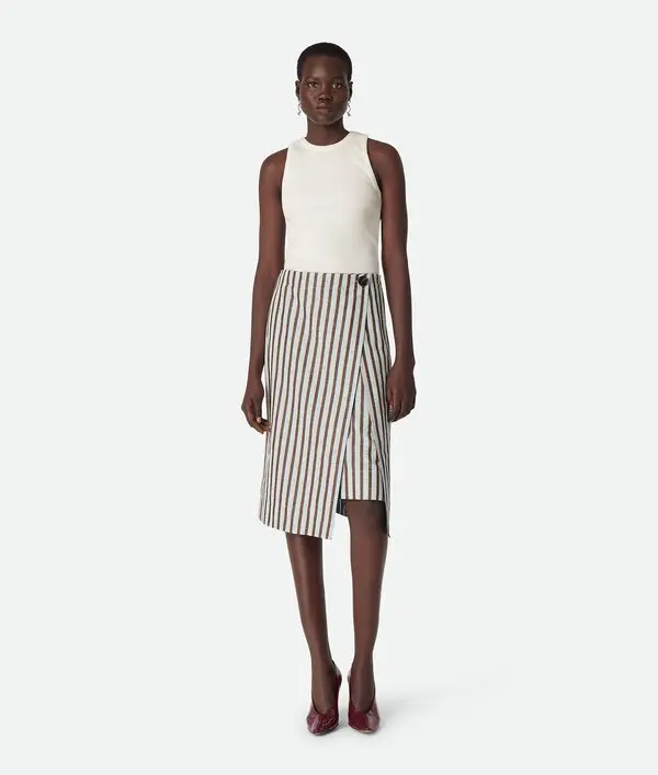 Bottega Veneta Cotton And Linen Stripe Skirt