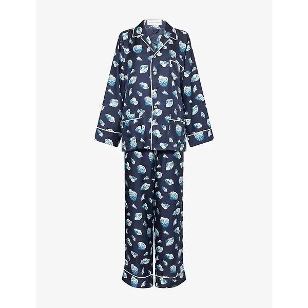 Olivia Von Halle Yves Seashell Silk-twill Pyjamas - Nautilus