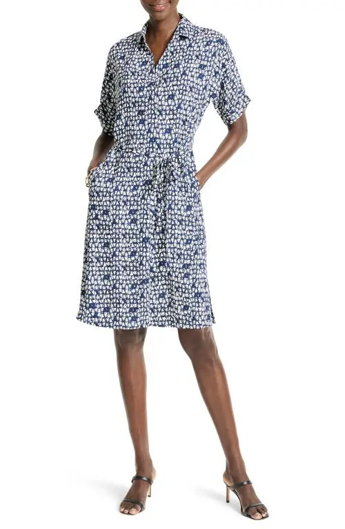 NIC+ZOE Etched Angles Belted Dress