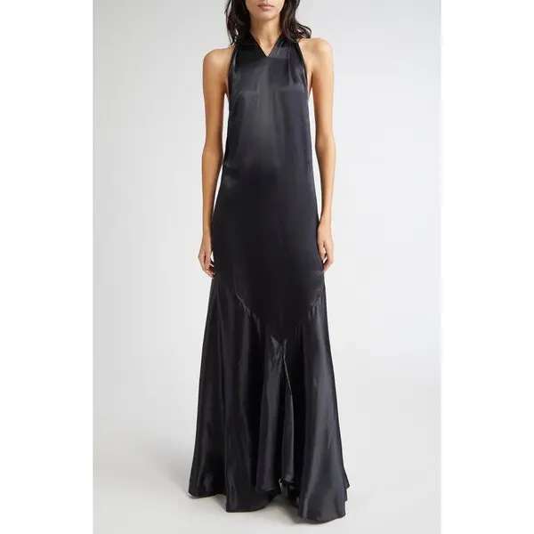 Marni Gathered Satin Halter Gown