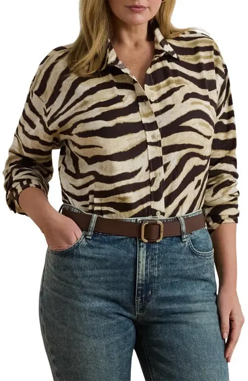 Ralph Lauren Zebra Stripe Relaxed Fit Linen Shirt