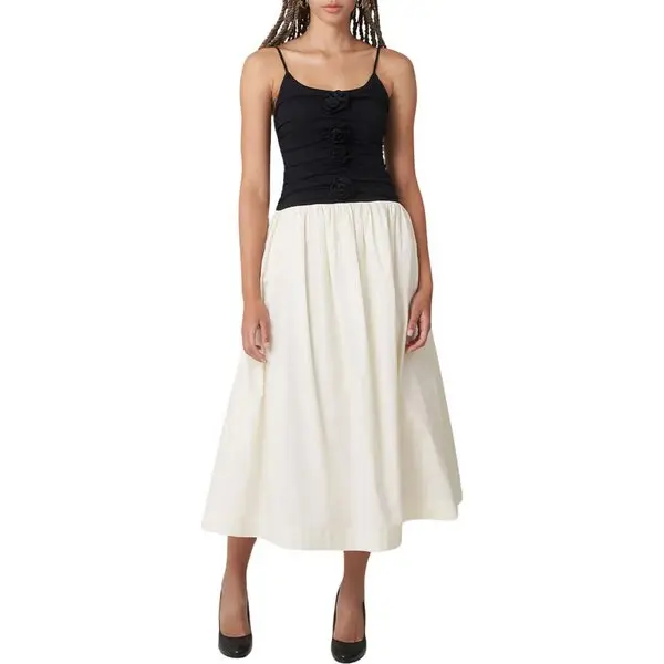 FIND ME NOW Meadow Rosette Mixed Media Midi Dress