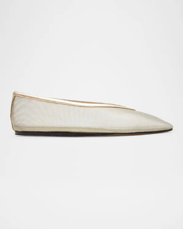 Le Monde Beryl Luna Mesh Ballerina Flats - Gold