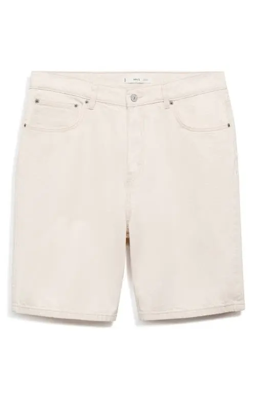 Mango Oversize Denim Bermuda Shorts - Off White