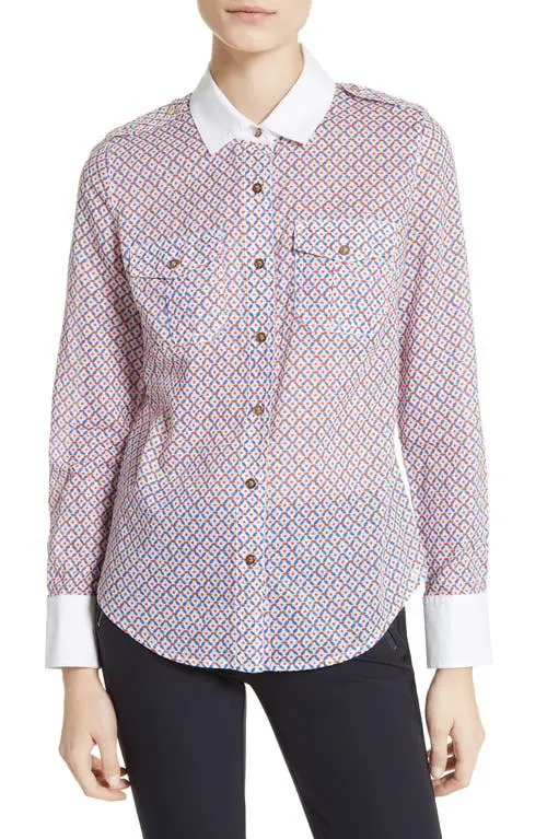 Tory Burch Brigitte Contrast Trim Blouse