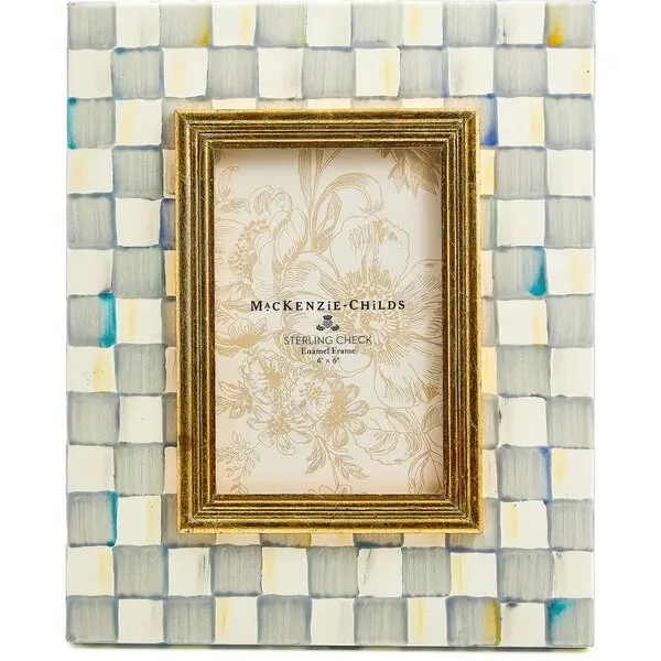MACKENZIE-CHILDS Sterling Check Enameled Steel 4 X 6-inch Picture Frame