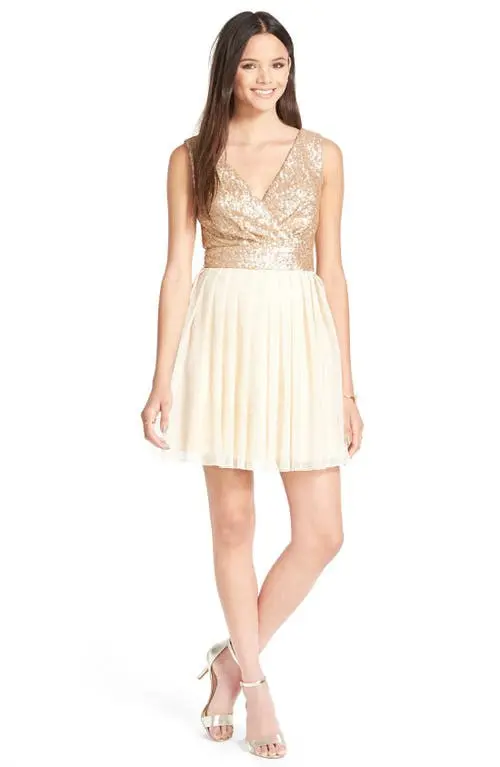 SPEECHLESS Sequin Bodice Skater Dress
