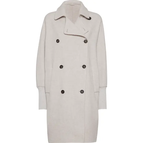 Brunello Cucinelli Hand-crafted Double Cashmere Coat - Cool Beige