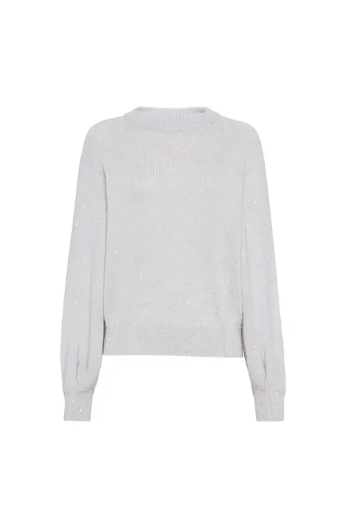 Brunello Cucinelli Cashmere And Silk Diamond Yarn Sweater - Cool Beige