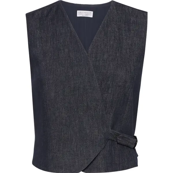 Brunello Cucinelli Vest With Monili - Dark Denim